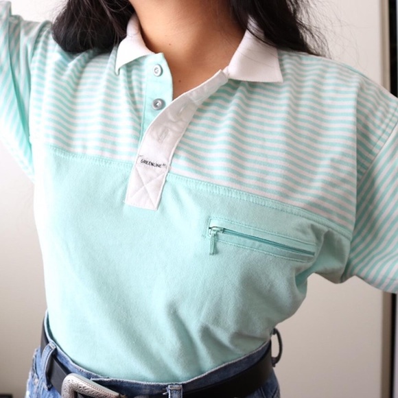 Tops | Mint Green Polo Top | Poshmark